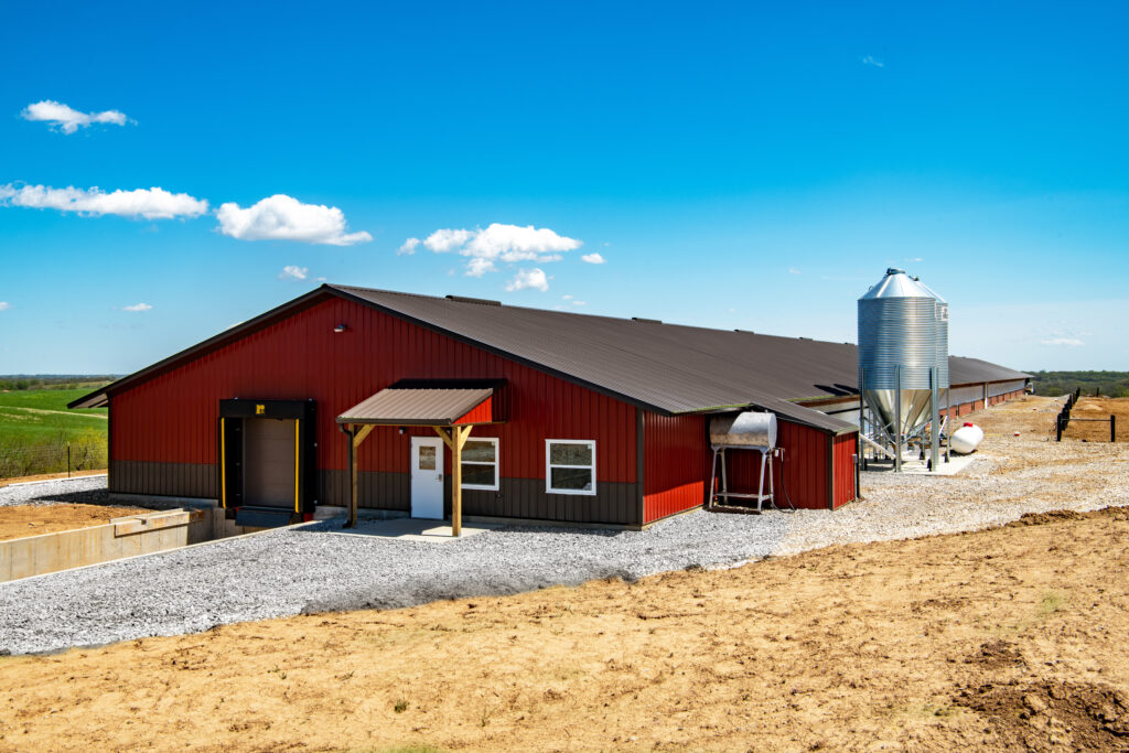 Pastured Commercial Chicken House In Fayette Missouri